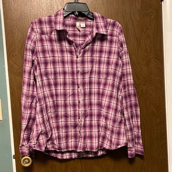 Route 66 | Tops | Route 66 Womens Purple Plaid Button Down Shirt Size ...
